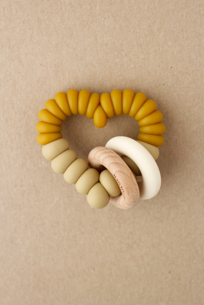 Rattle Teether - Heart | Gold – littleCHEW