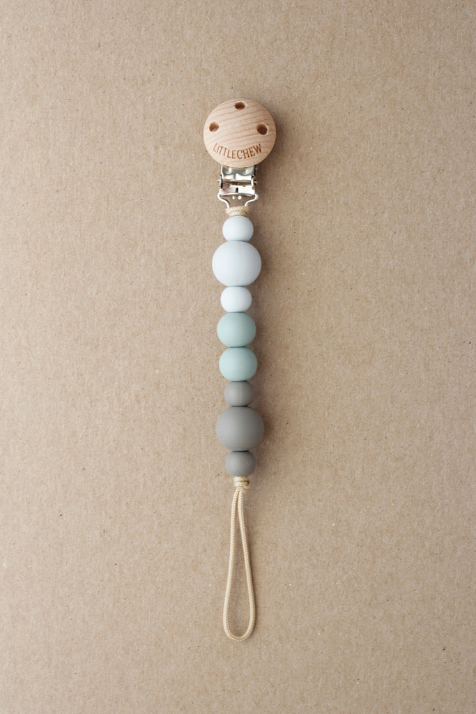 Pacifier Clip - Kira | Grey – littleCHEW
